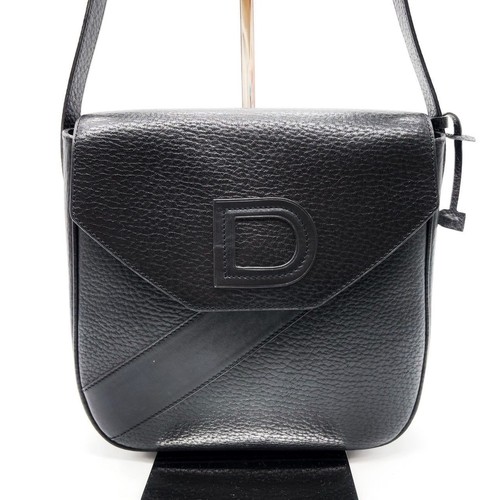 DELVAUX D Logo Leather Sepia shoulder Bag Black Unisex with D charm | eBay