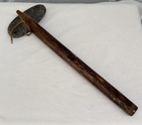 Native American Stone Hammer War Axe With Wood Handle | eBay