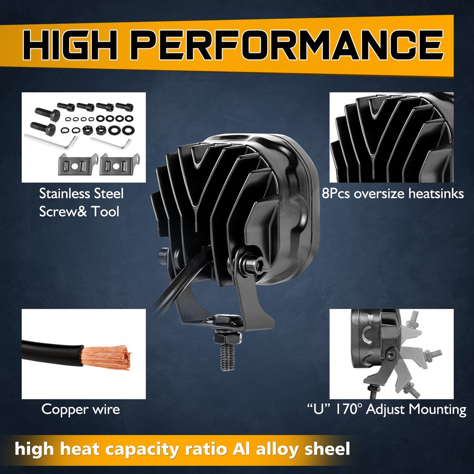 2x 3" 80W Cube LED Work Light Bar Spot Pods Driving Fog Off road 4WD ...