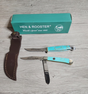 Hen & Rooster Michael Prater Turquoise Knife Set Hunter 5048 ...