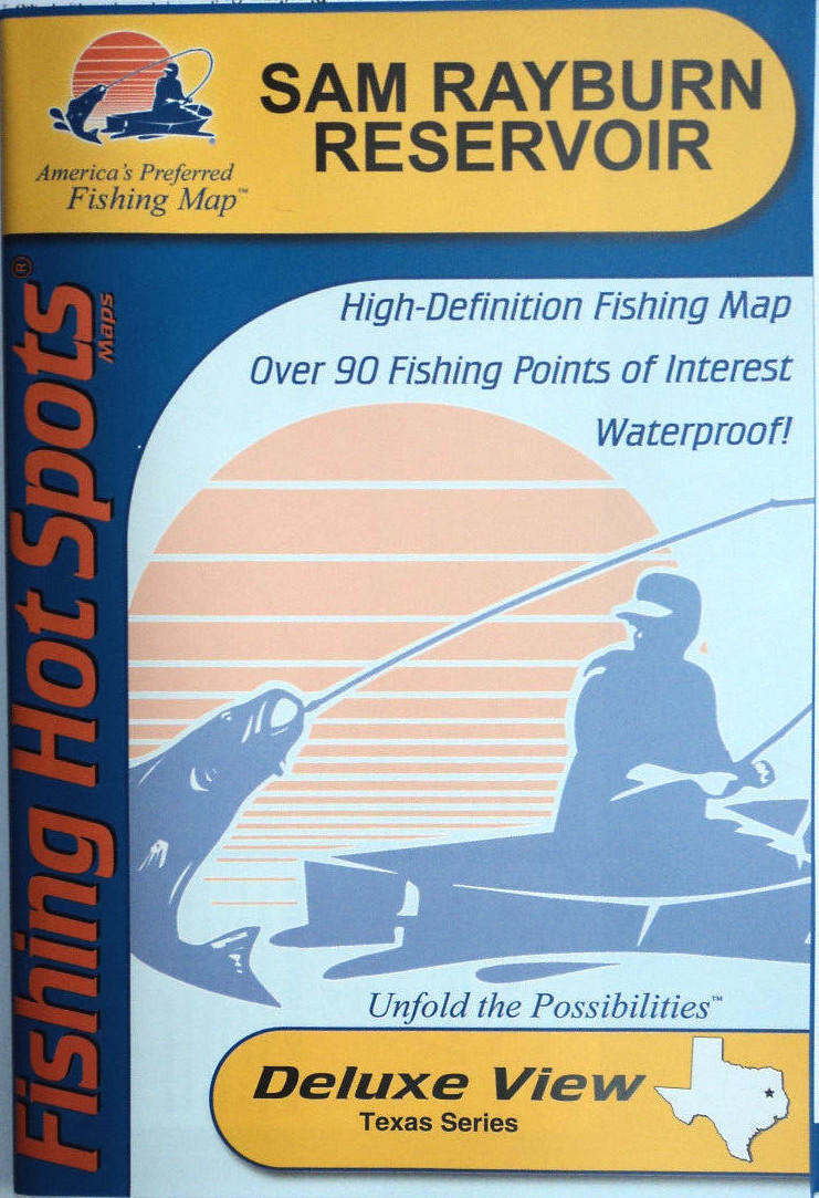 Sam Rayburn Reservoir Detailed Fishing Map, GPS Points, Waterproof # ...