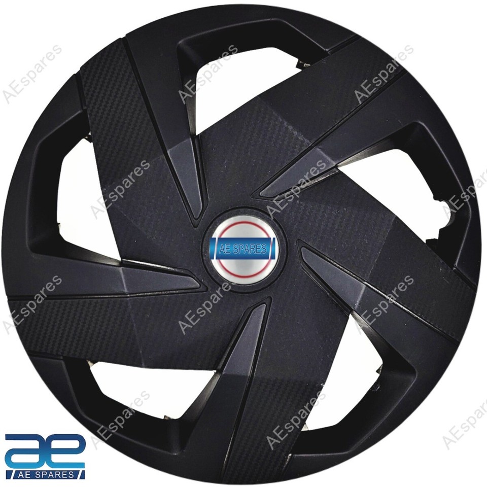 4 Pcs New Wheel Hub Caps Cover Plastic Carbon Black 15" For Cars ...