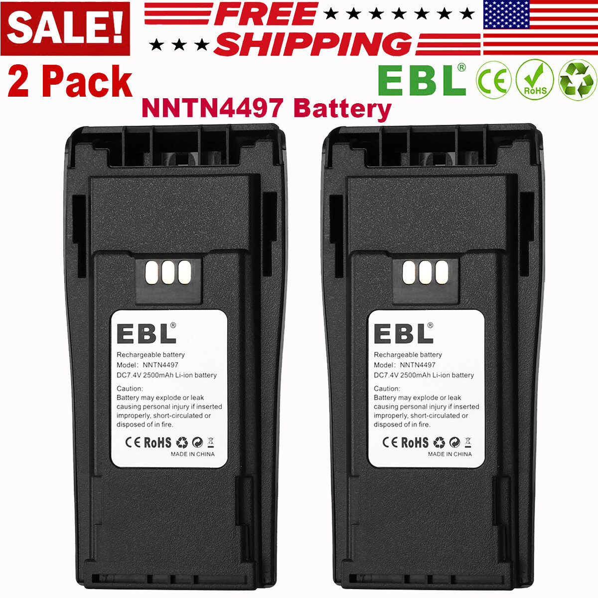 2 Pack Battery NNTN4497 For Motorola CP200D DEP450 PR400 CP200 NNTN4496 ...