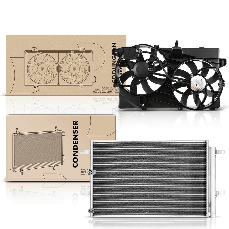 AC Condenser & Cooling Fan Assembly Kit for Ford Edge 07-10 Lincoln MKX ...