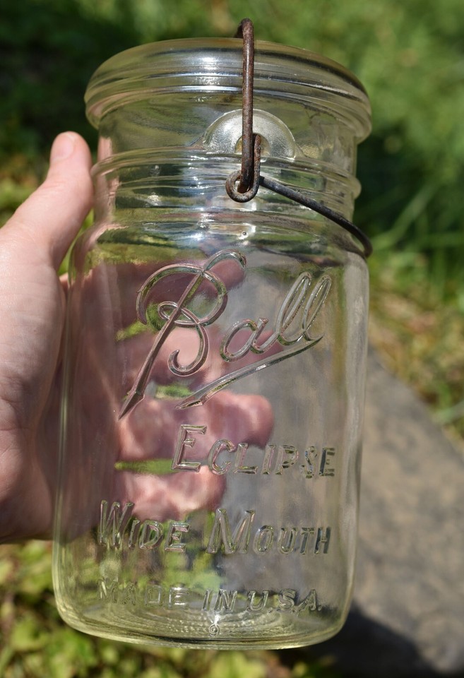 Antique Ball Eclipse Wide Mouth Canning Quart 'Fruit' Jar Wire Closure ...
