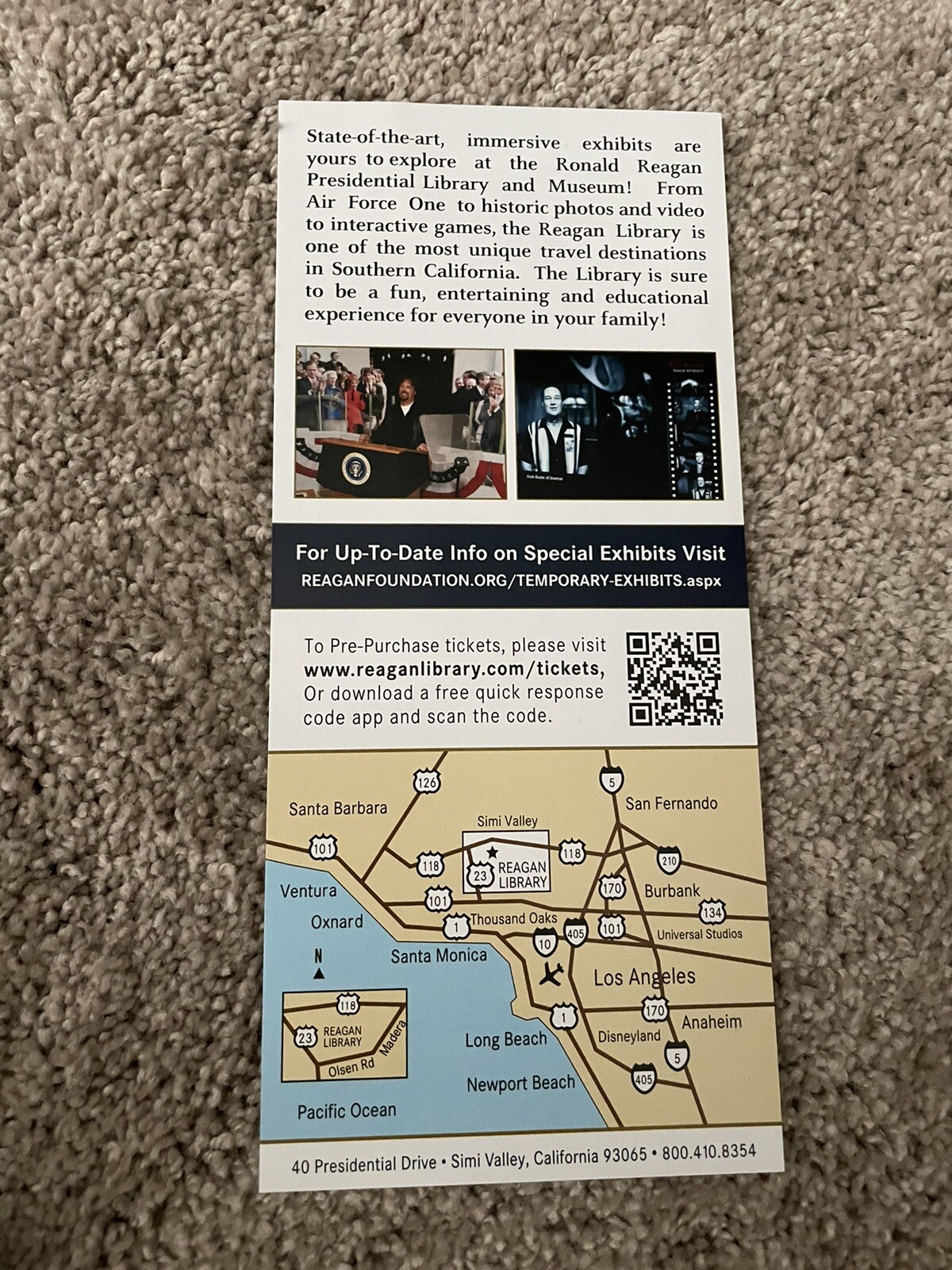 Ronald Reagan Presidential Library Museum Brochure Map Guide Pamphlet ...