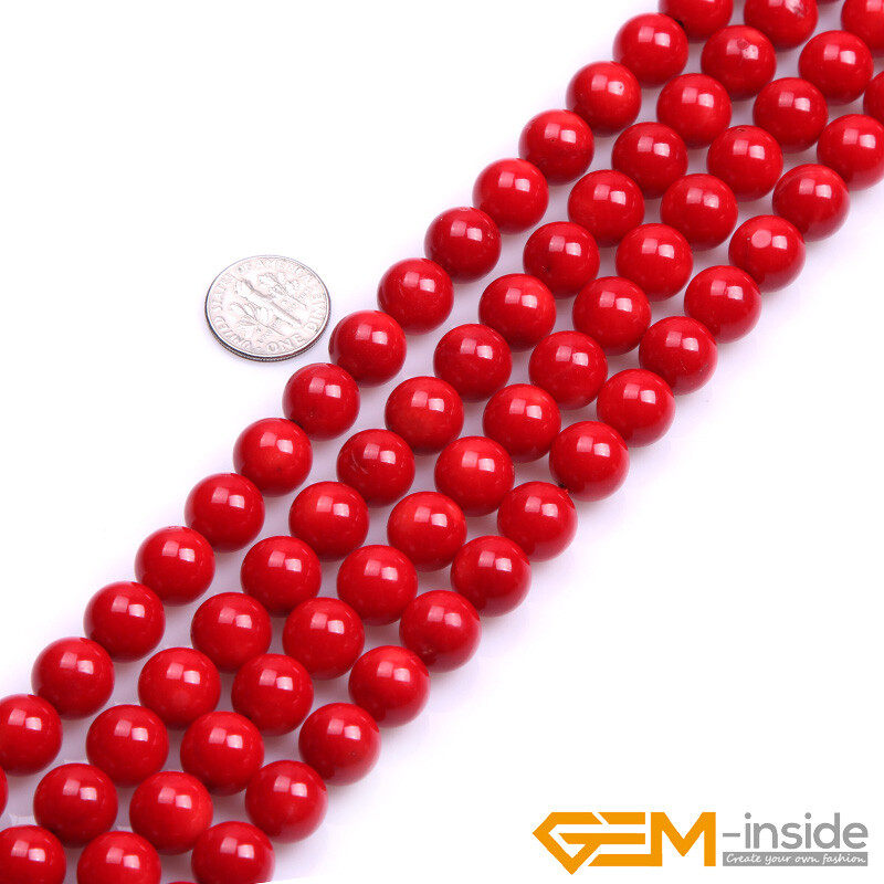 Red Natural Coral Gemstone Round Beads For Jewelry Making 15"2mm 3mm ...