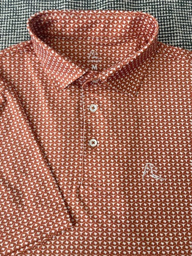 Rhoback Texas Hook 'Em Rust Orange Short Sleeve Performance Polo sz M ...