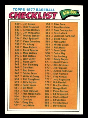 1977 Topps Baseball #562 Checklist (529-660) EX/MT *d4 | eBay