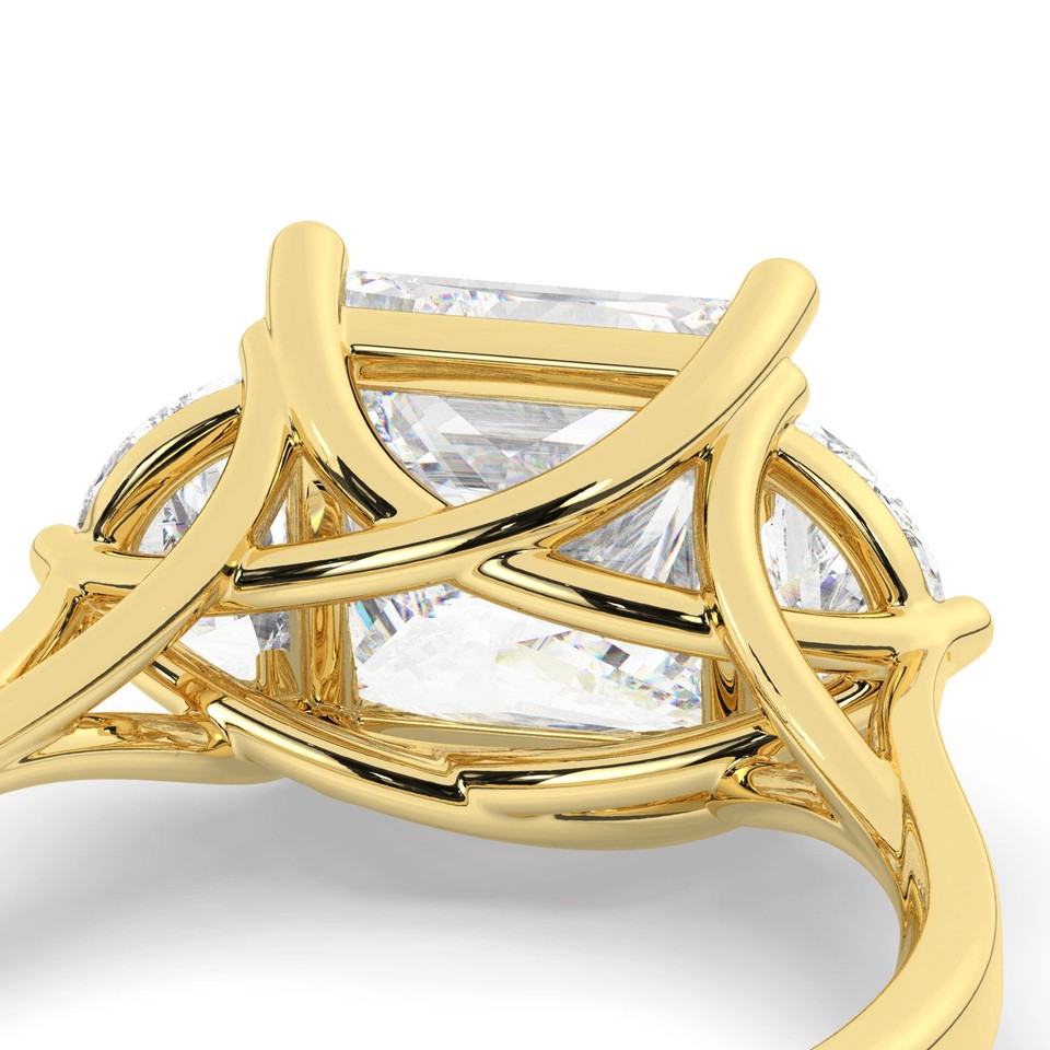 Princess Diamond Trilogy Ring 18k Yellow Gold Labgrown 2.70 Ct ...