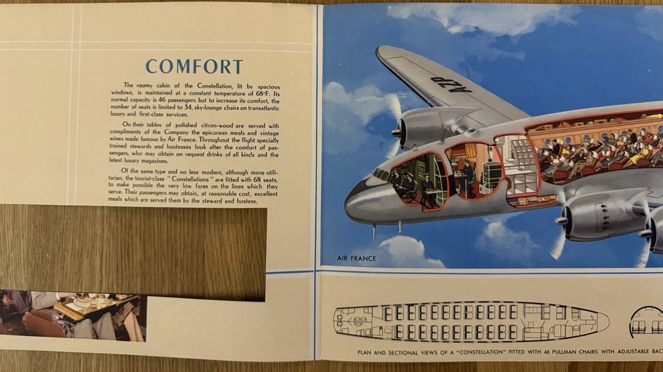 1952 AIR FRANCE LOCKHEED CONSTELLATION CUT AWAY BROCHURE VINTAGE | eBay UK