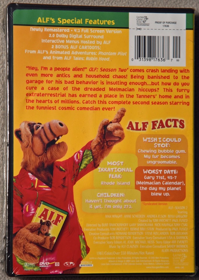 NEW- ALF Season Two, a 4 DVD Box Set Max Wright, Anne Schedeen & Andrea ...
