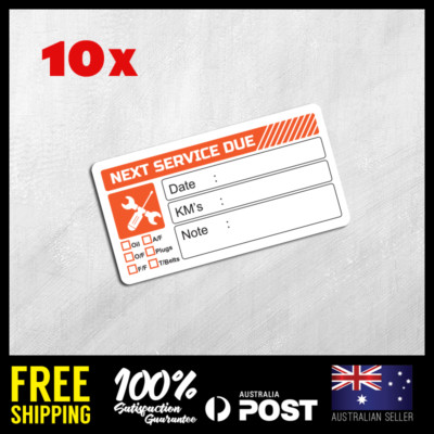 10x Next Service Due Label Stickers 35x65mm Maintenance Vehicle # ...