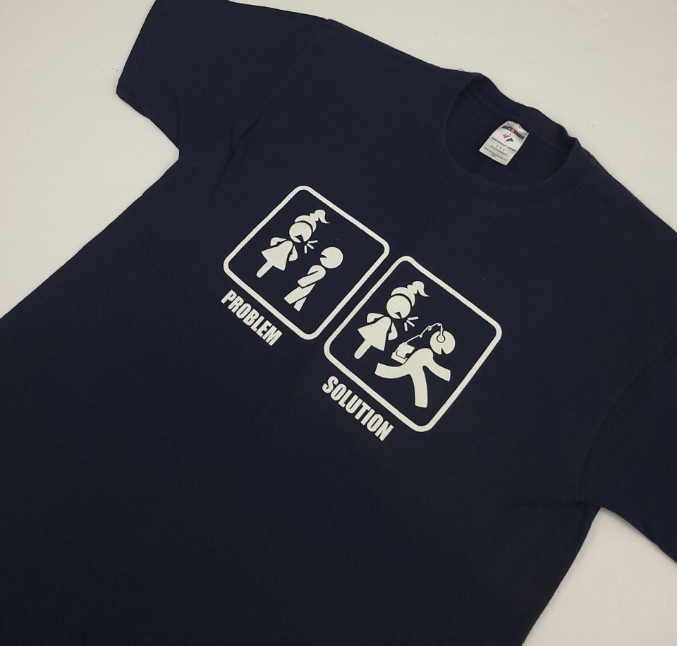 Vintage Y2k Problem Solution Funny Print T Shirt Vtg Yelling Music ...