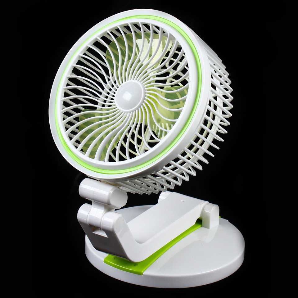 18" Portable Solar Power Fan with LED Light - Rechargeable & Adjustable ...