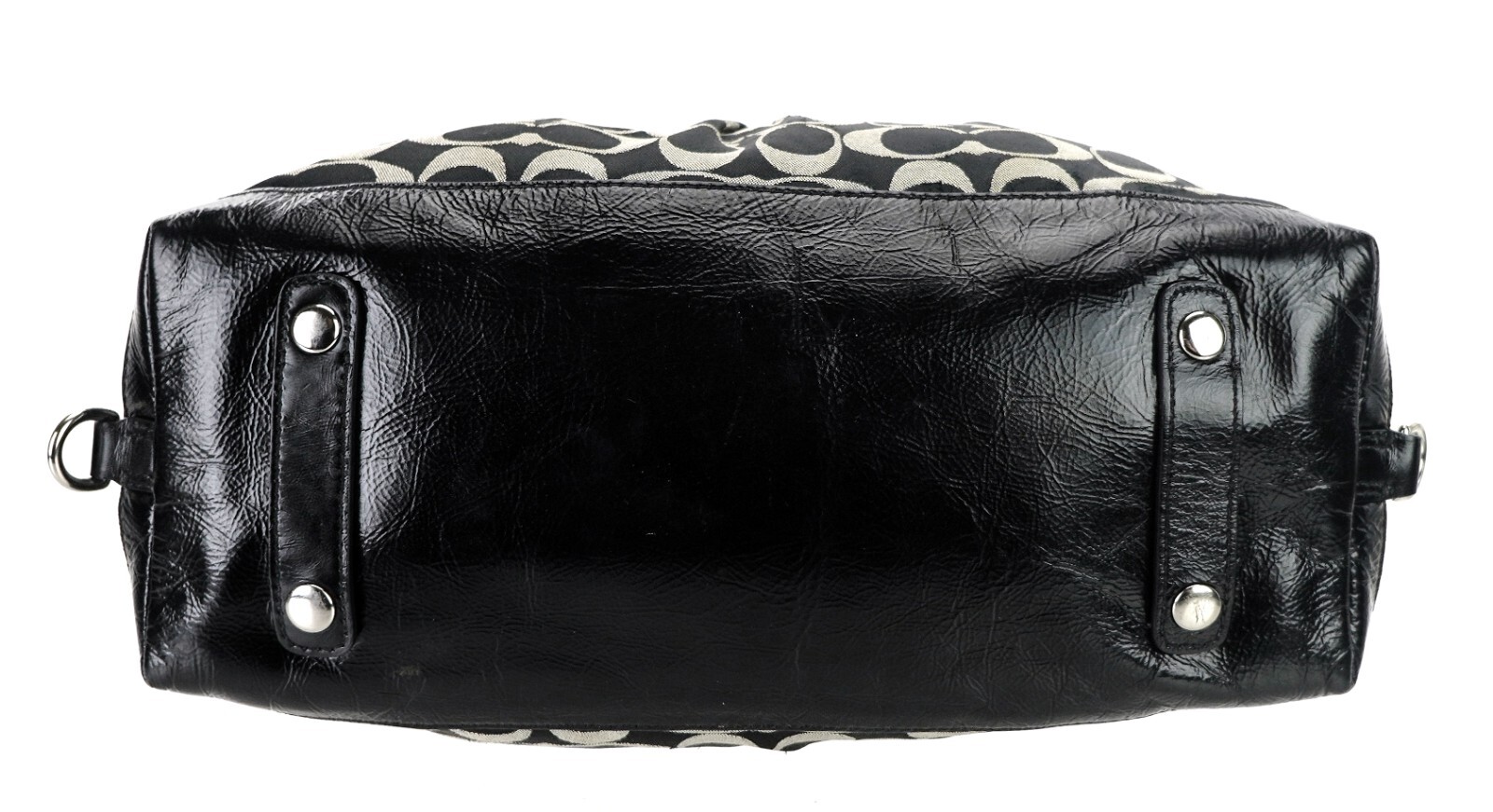 COACH Black C Signature Leather ASHLEY Oversized Boston Bag + Strap ...