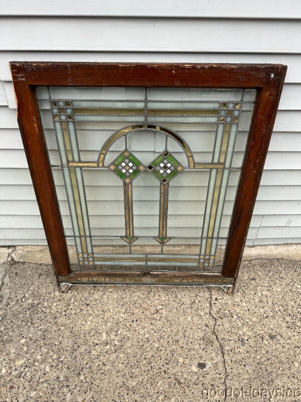 Pair of Antique 1920s Chicago Bungalow Stained Glass Windows 34" by 28 ...