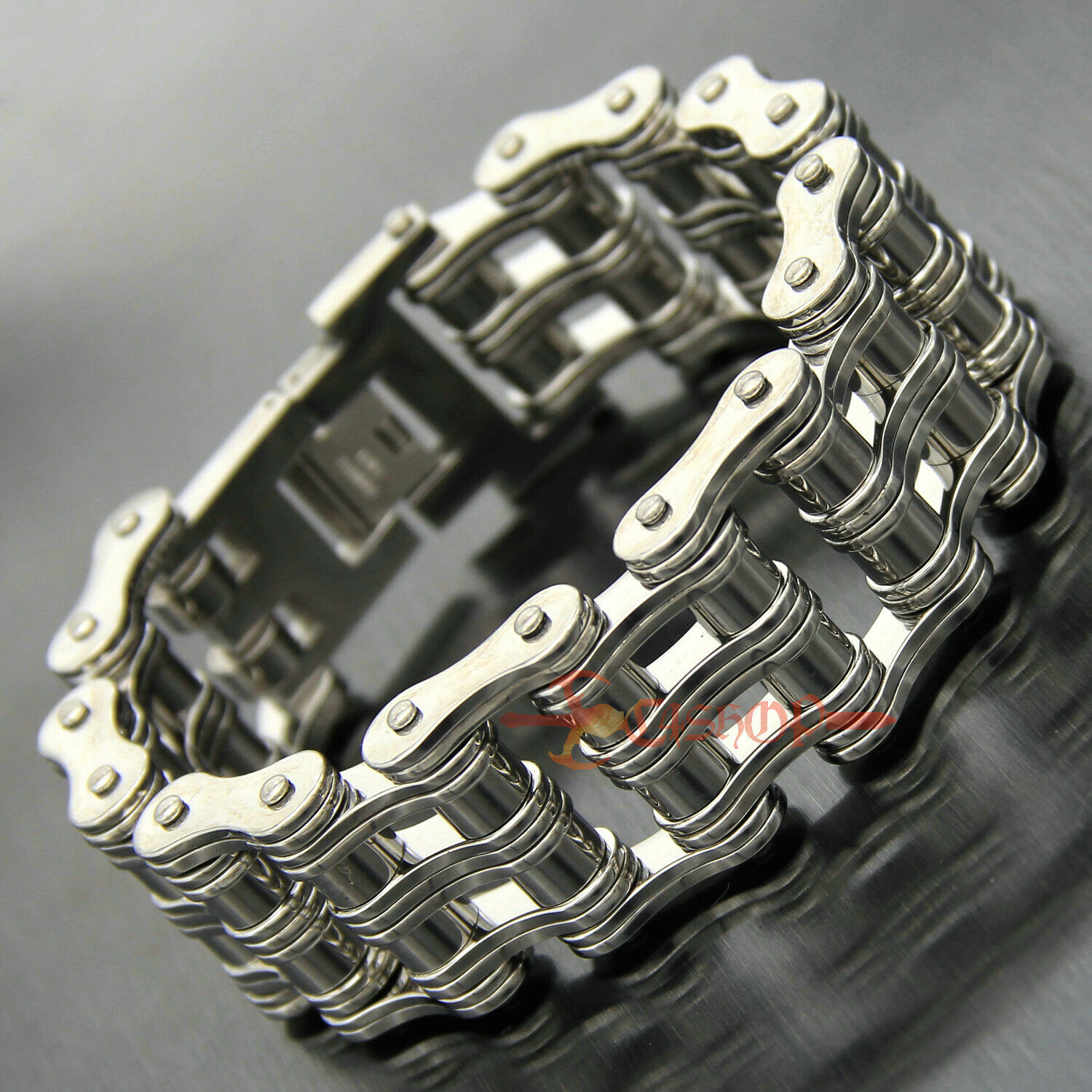 Men's Wide Stainless Steel Silver Bicycle Bike Motorcycle Chain Biker ...