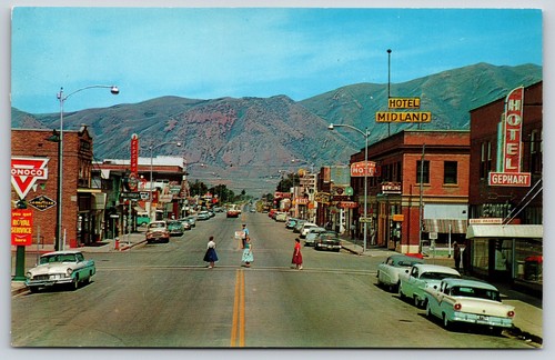 Termonton Utah~Main Street East @ Wasatch Mts~Conoco Gas~Hotel~Electric ...