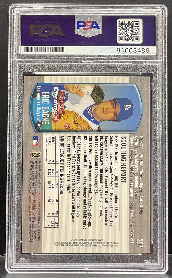 Eric Gagne Signed 2000 Bowman Chrome Rookie Card Los Angeles Dodgers ...
