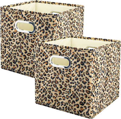 ANMINY 2PCS Storage Cube Set Leopard Print Large Velvet Pack of 2 ...