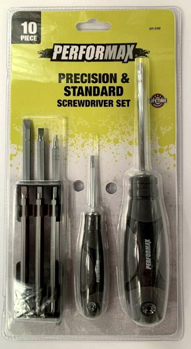 Precision & Standard Screwdriver Set 10-Piece 2 Handles 8 Common Bits ...