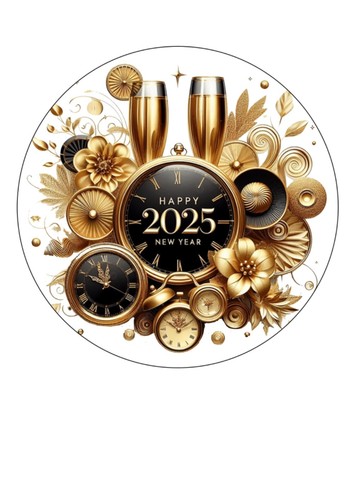 Cake Topper Happy New Year 2025 Edible Icing Sheet Topper for 7.5 ...