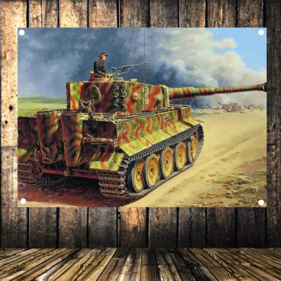 WW II Wall Art Poster GER Wehrmacht Tiger Tank Wall Decor Banner Flag ...