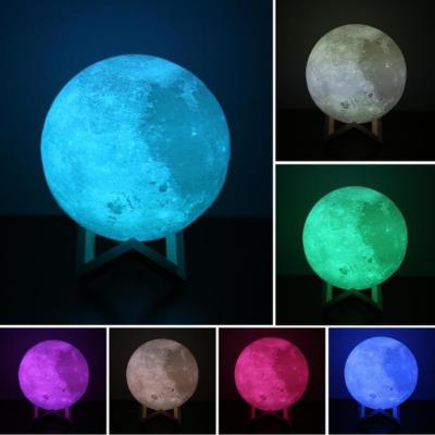 3D Printing LED Luna Night Light Moon Lamp Touch Control USB Charging ...