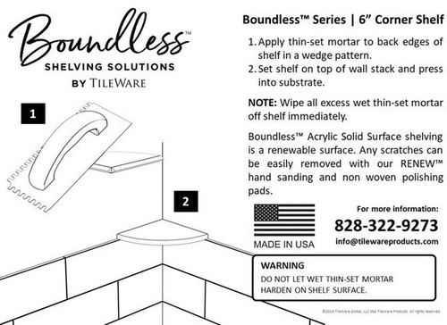 TileWare Boundless Shower Corner Shelf With Hook 6" Triangle Bathroom ...