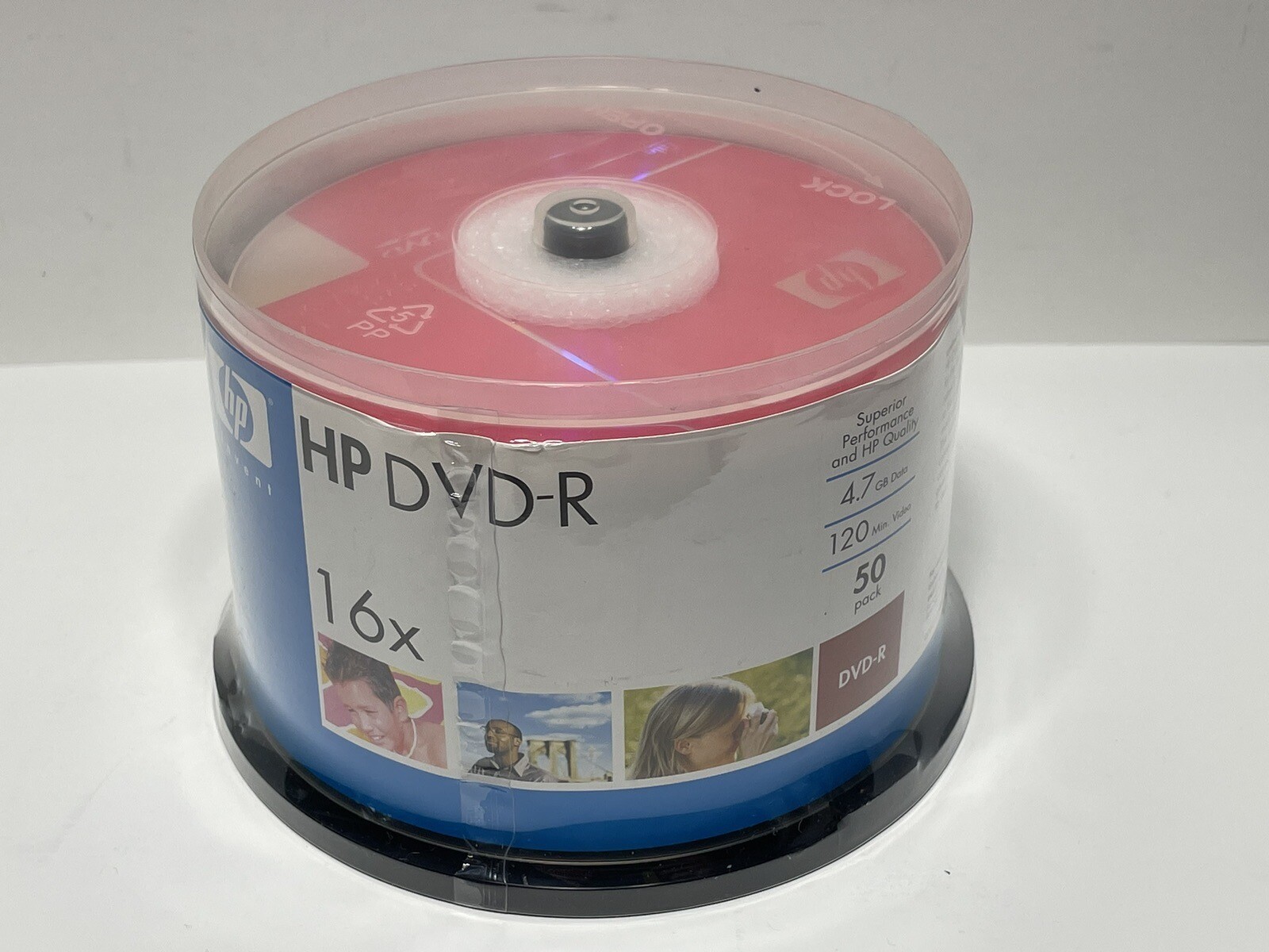 NEW HP DVD-R Spindle 50 Pack 16 X 4.7GB 120 Min. Video Recordable Disc ...