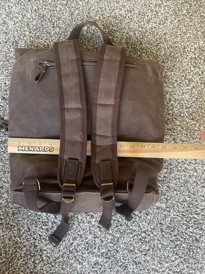 Waxed Canvas Backpack Wax Leather Travel Vintage Type Bag Roll Top | eBay