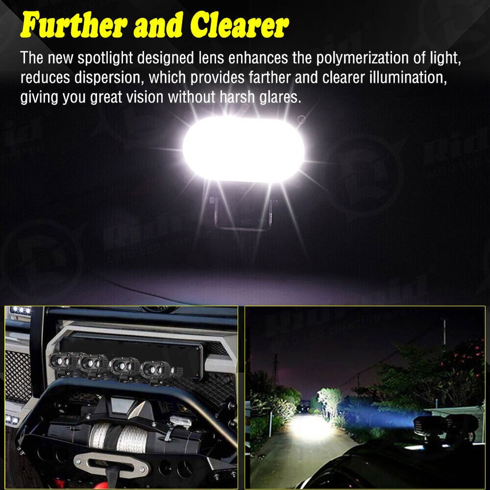 4inch 6000LM LED Work Pod Light Bar Spot Truck Offroad 4WD Driving Fog ...