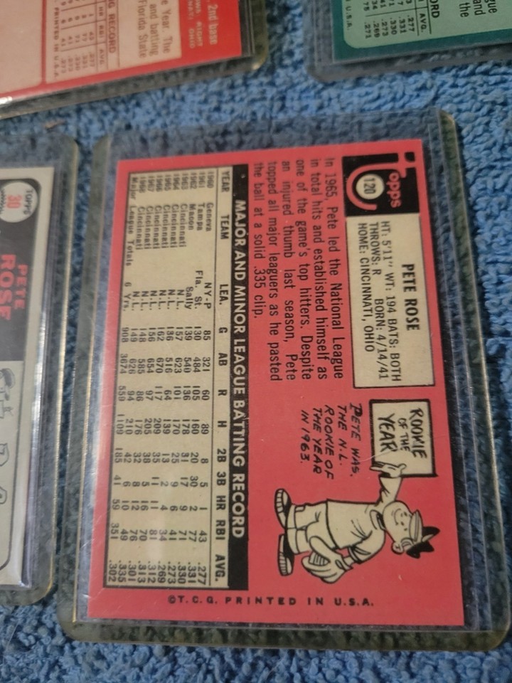 Lot Of 5 Pete Rose Rookie Reprint Cards Other 1960's | eBay