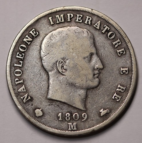 1809 M Italy 5 Lire 90% Silver Coin - Napoleon I KM#10.4 Scarce | eBay