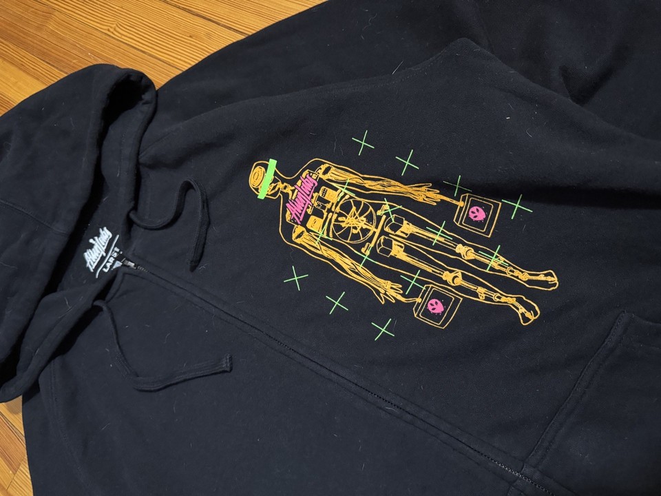 Alien Labs Y2K Full Zip Black Hoodie Size Large Alien Space Graphic ...