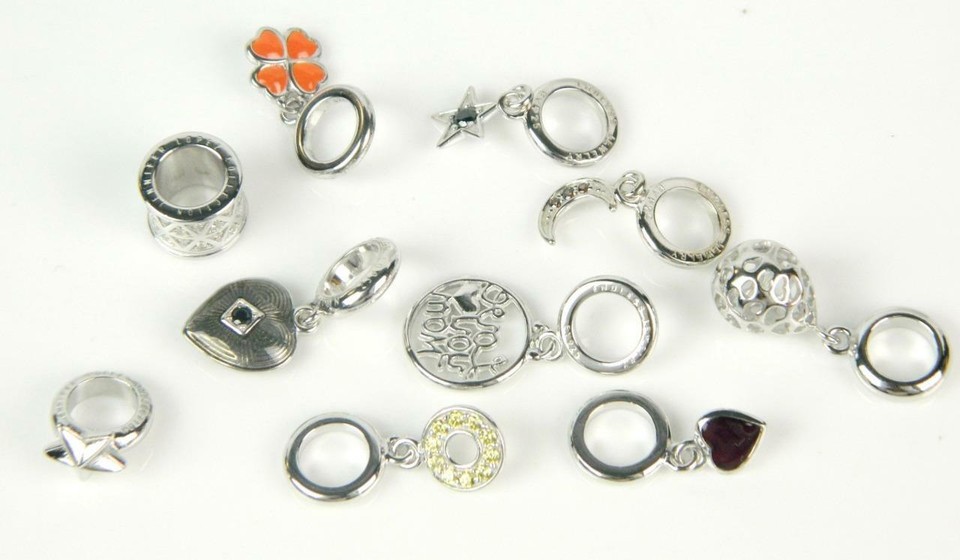 *BUY 1 GET 1* Lot of 10 ENDLESS 925 Sterling Silver Clover/Heart Dangle ...