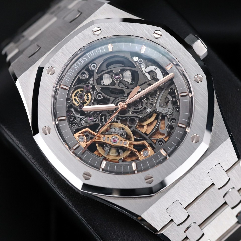 Audemars Piguet Royal Oak 41mm Openwork Skeleton Steel Double Balance ...