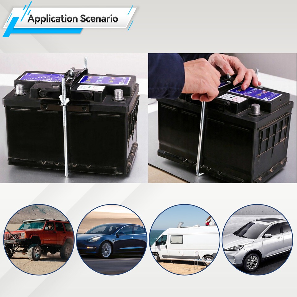 19cm Universal Adjustable Metal Battery Tray Hold Down Clamp Car Marine ...