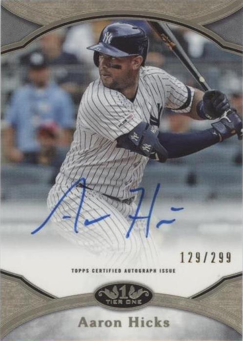 2020 Topps Tier One - Prime Performers Autographs Aaron Hicks #PPA-AH ...