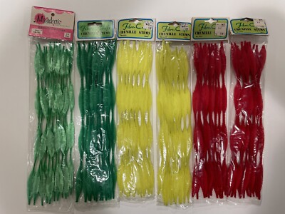 Lot of 6 Packs Vintage Bumpy Chenille Stems Bump Pipe Cleaners Yellow ...