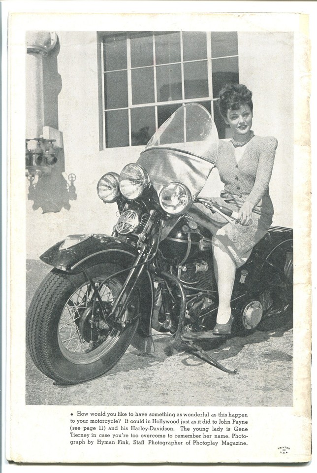 THE ENTHUSIAST 07/1943-HARLEY-DAVIDSON CO-GENE TIERNEY-HISTORIC ...