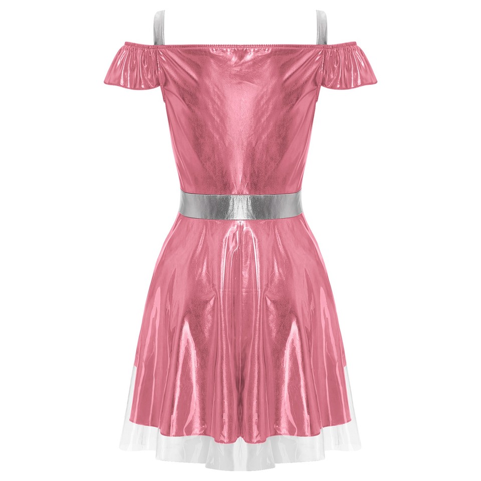 Womens Alien Costume Metallic Shiny Halloween Space Cadet Dress Fancy ...