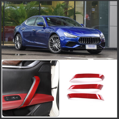 For Maserati Ghibli 2014-2022 Red carbon fiber Inner door armrest cover ...