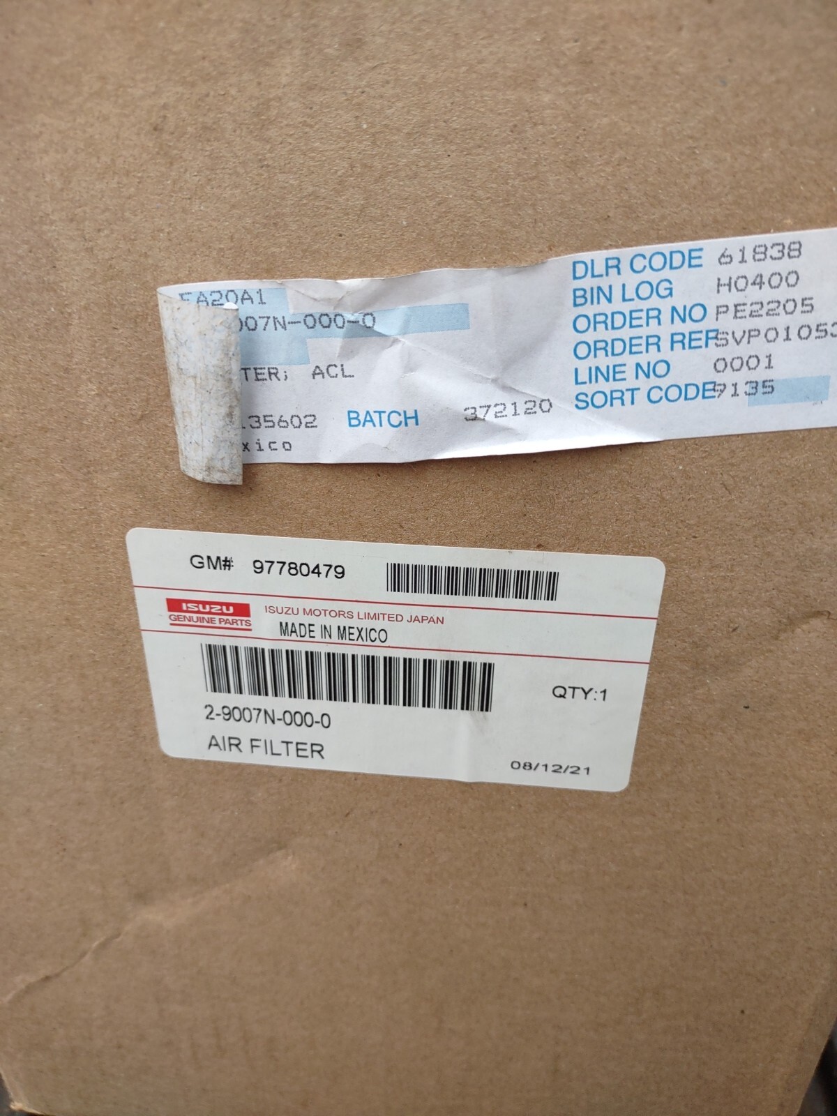 Genuine Isuzu Air Filter ACL 29007N0000 - GM 97780479 for sale online ...