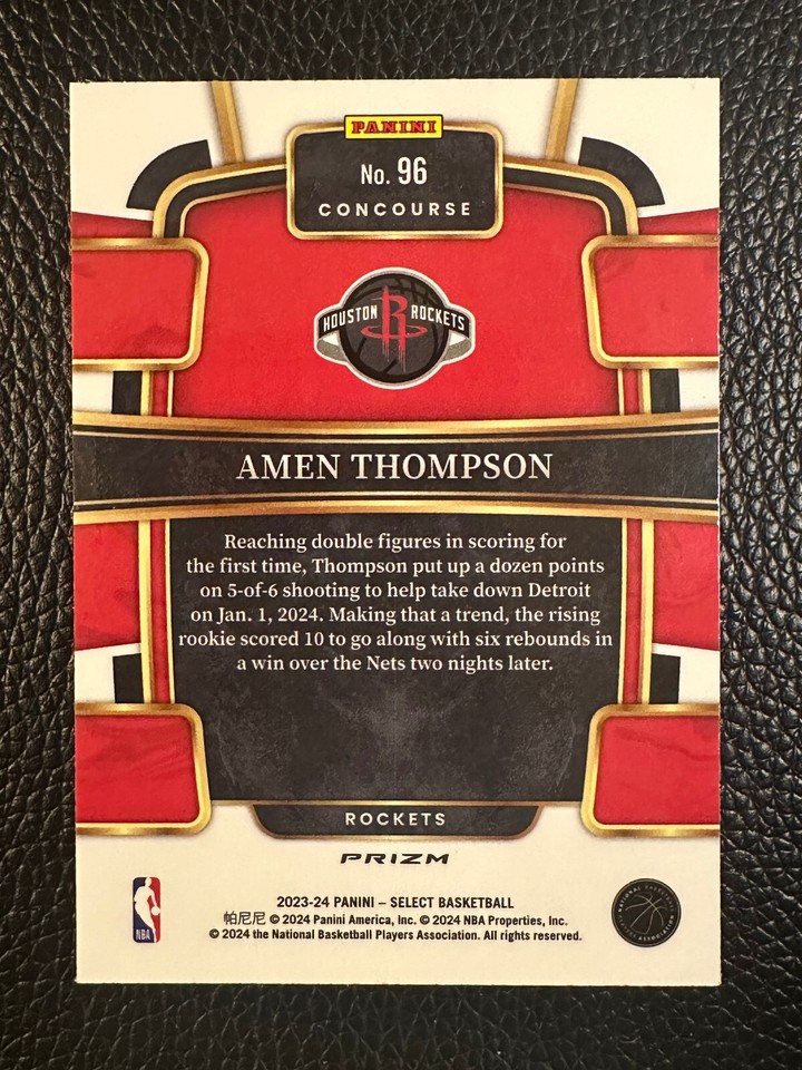 2023 Panini Select Tiger Prizm #96 Amen Thompson SP Case Hit RC Rookie ...