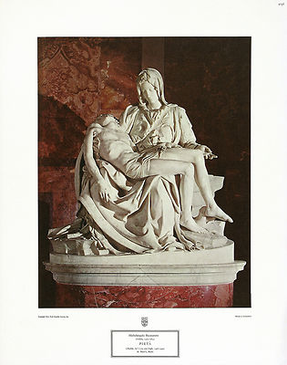MICHELANGELO Vtg MidCentury 1964 OOP Collotype "PIETA" (PIETÀ) Pre ...