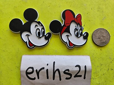 VINTAGE Walt Disney Minnie & Mickey Mouse Heads Rubber Magnets 2" tall ...