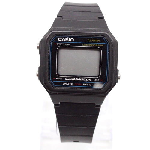 Casio Digital Watch Mens Black Tone Stainless Steel Illuminator 3454 W ...