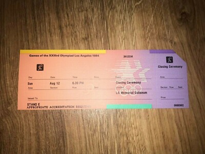 Ticket Olympic Games Los Angeles USA 1984 Closing Ceremony | eBay